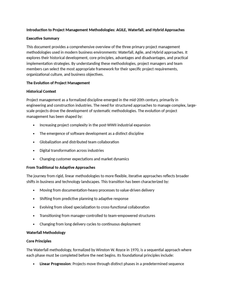 Introduction to Project Management Methodologies | PDF | Agile Software Development | Software ...
