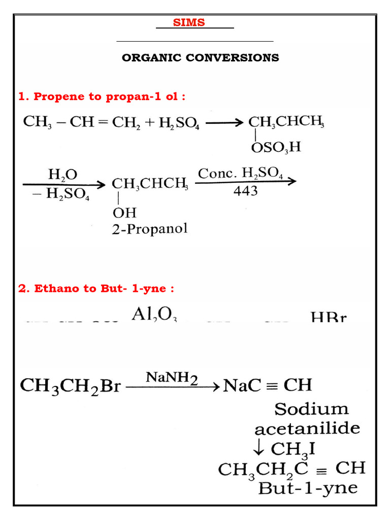 Organic Conversions Class 12 | PDF | Ethanol | Benzene
