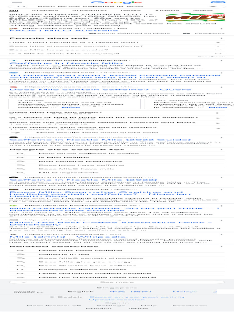 How Much Caffeine in Milo - Google Search | PDF | Caffeine | Drink