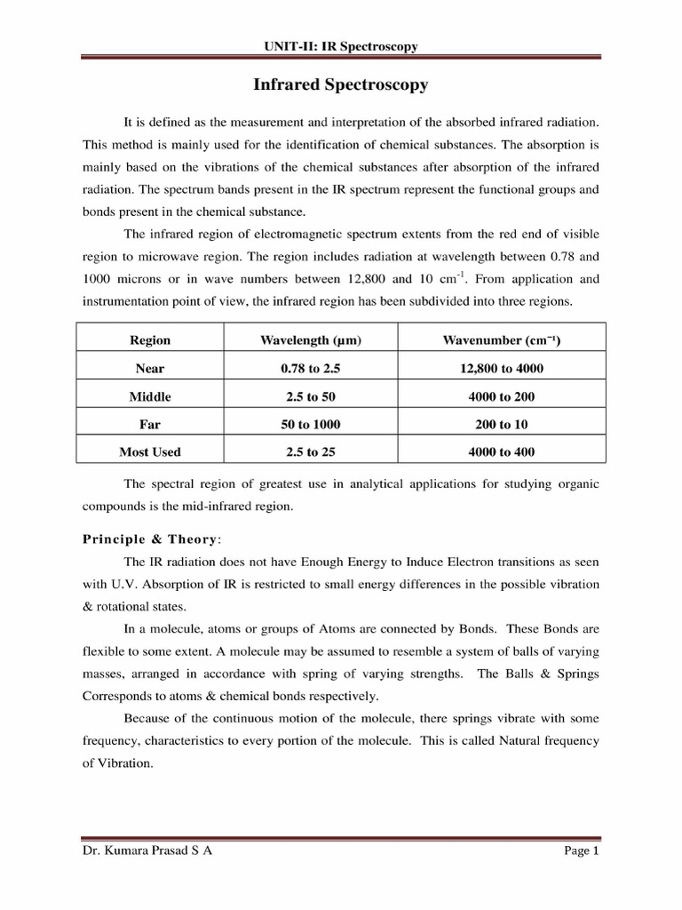 Unit - II IR Spectroscopy Image | PDF