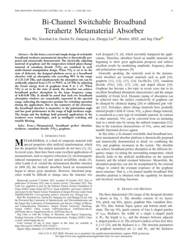 Terahertz Metamaterial Absorber | PDF | Metamaterial | Terahertz Radiation