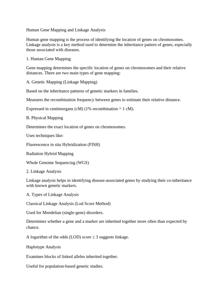 Human Gene Mapping and Linkage Analysis | PDF | Genetic Linkage ...