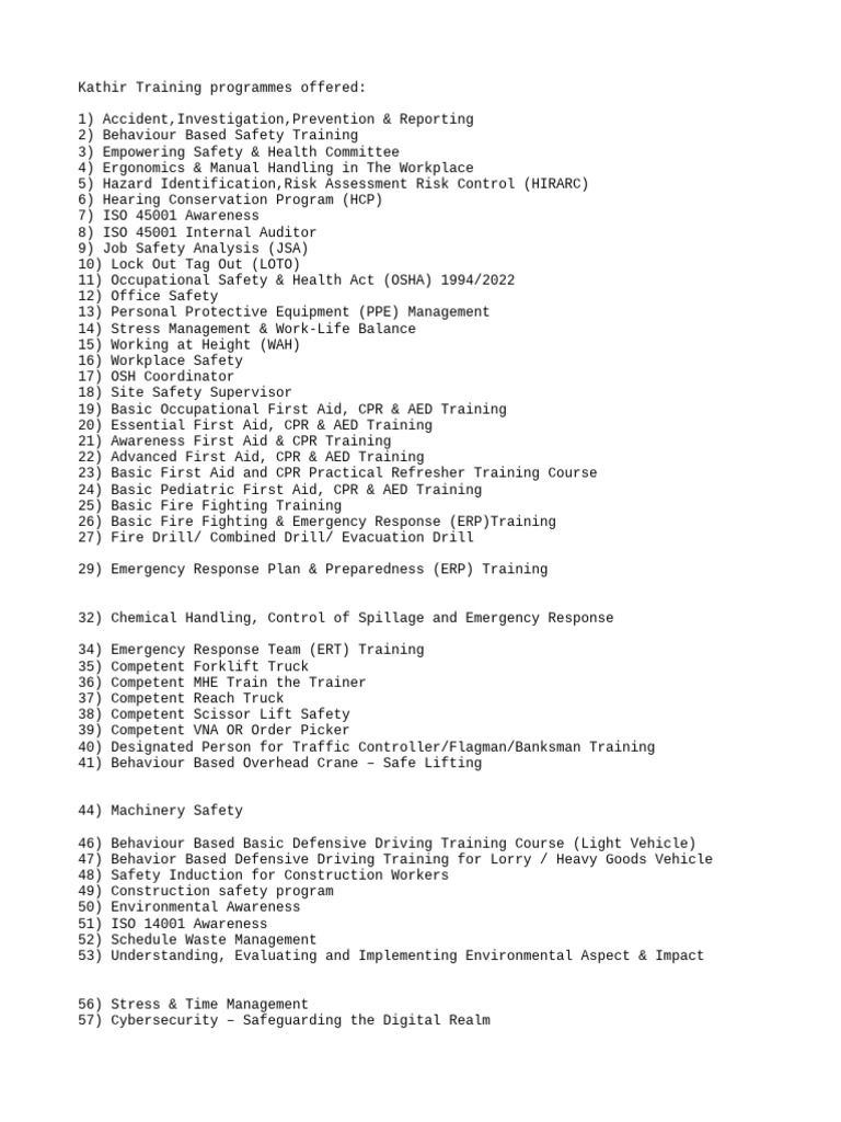 Comprehensive Safety Training Programs | PDF