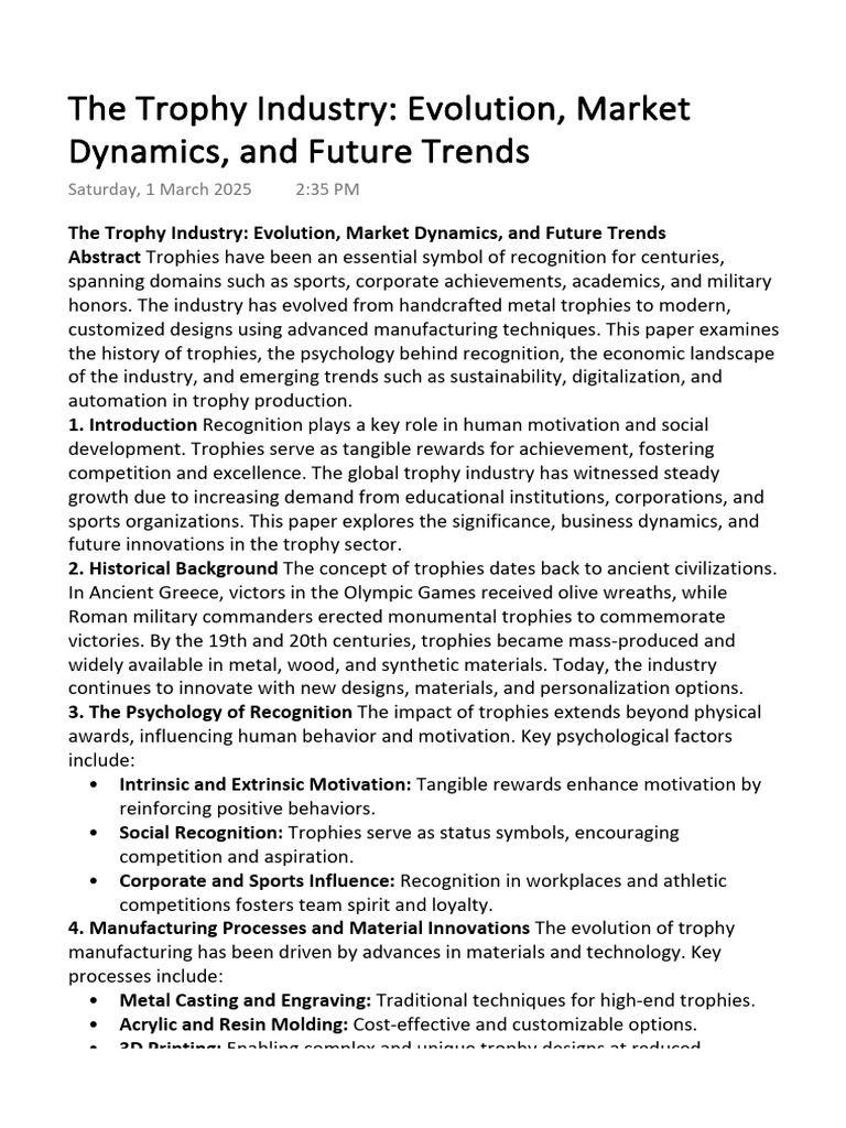 The Trophy Industry Evolution, Market Dynamics, and Future Trends | PDF ...