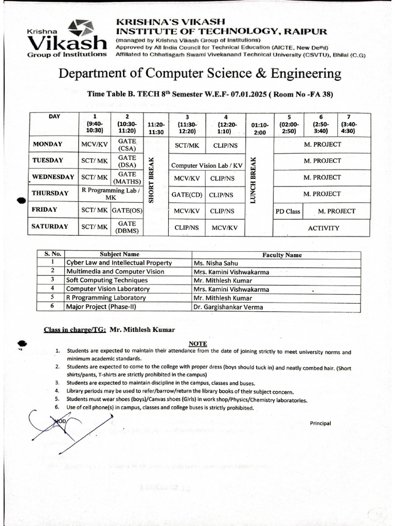 Updated TT - CSE 8 Sem | PDF