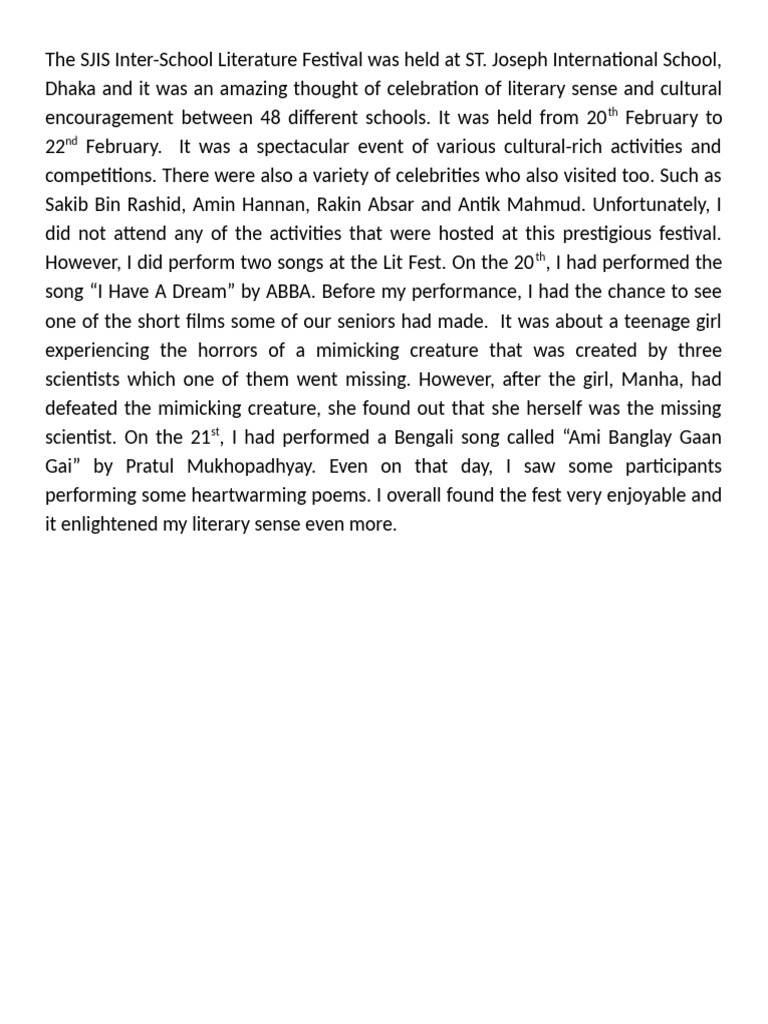 SJIS Literature Festival Highlights | PDF