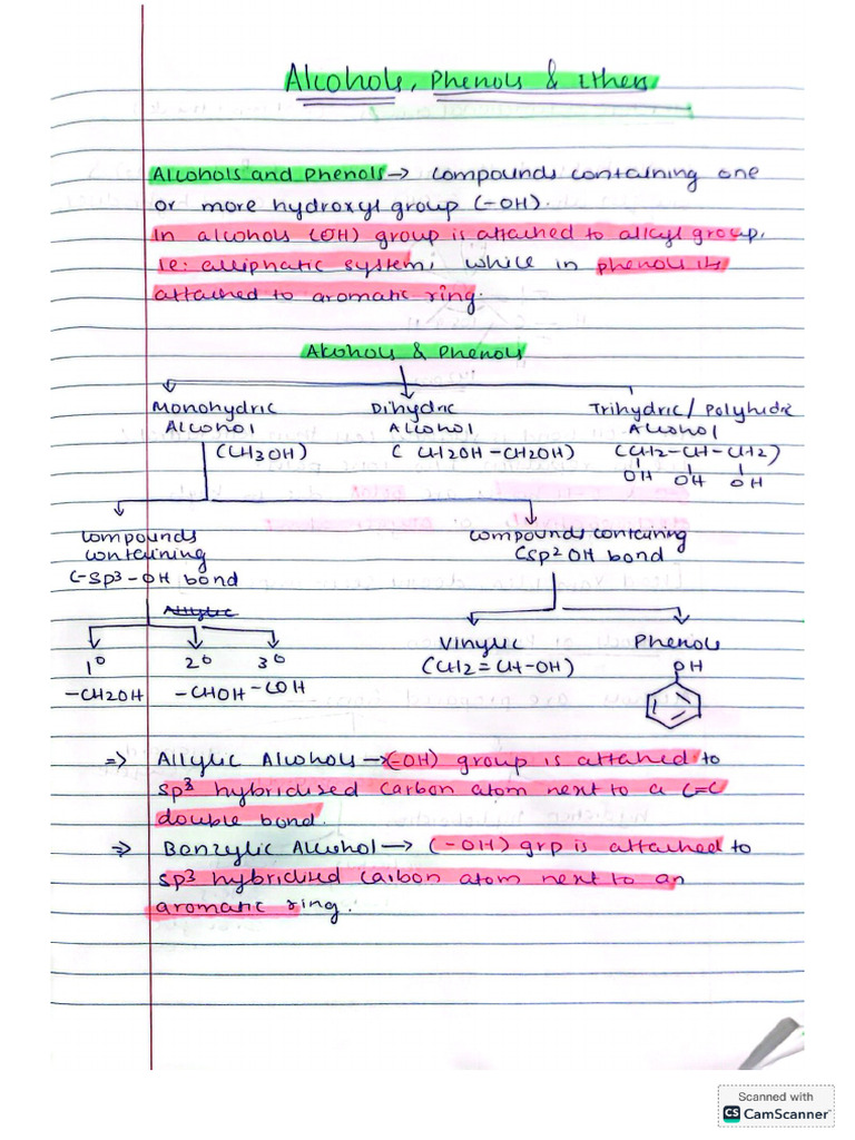 notes Alcohols | PDF