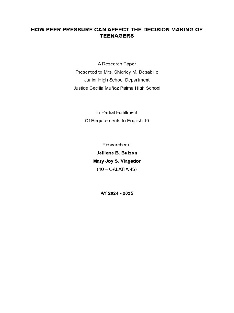 Buison and Viagedor (2024) | PDF | Adolescence | Decision Making