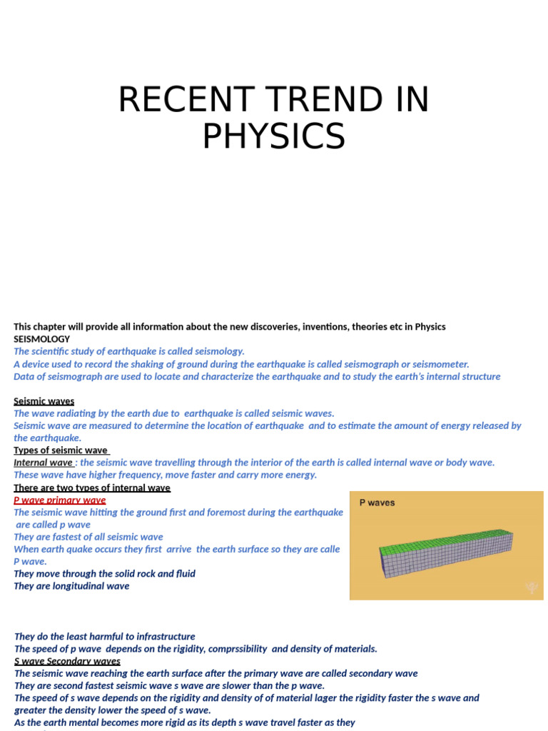 Recent Advances in Physics and Seismology | PDF | Seismology | Earthquakes