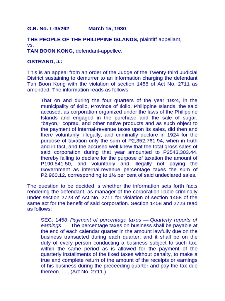 Tax Evasion Case: People vs. Tan Boon Kong | PDF | Taxes | Receipt