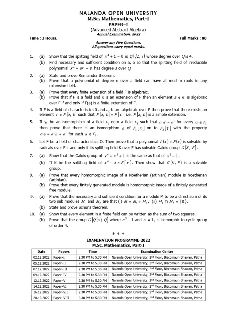 M Sc Mathematics Part I And Ii Pdf Field Mathematics Vector