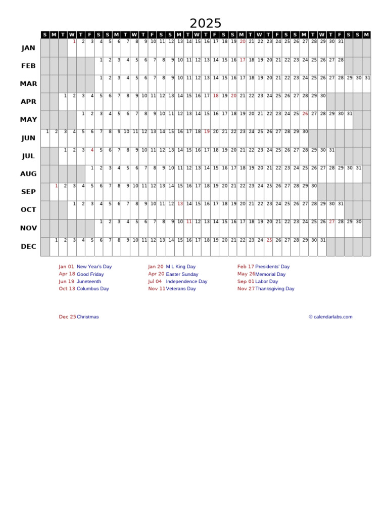 2025 Excel Calendar Template | PDF
