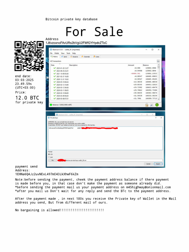 Bitcoin Private Key Sale Offer | PDF