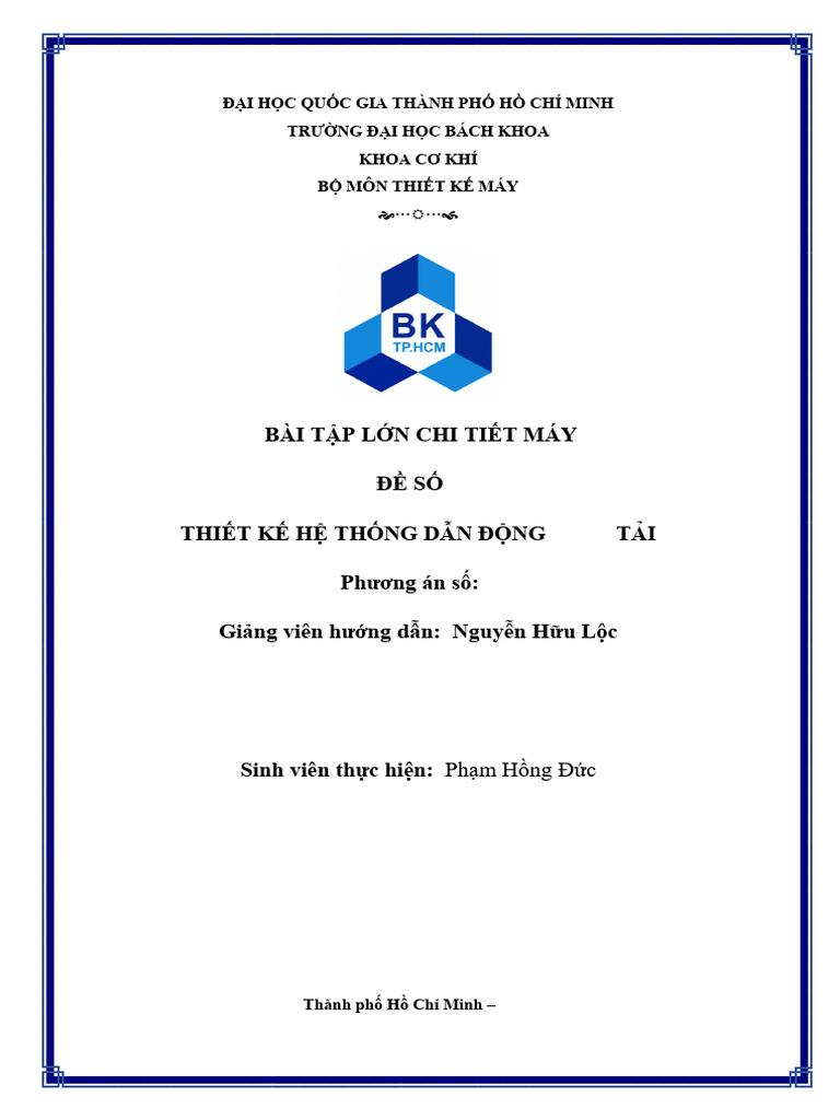 2111086 - Phạm Hồng Đức - L01 - BTL Chi tiết máy | PDF