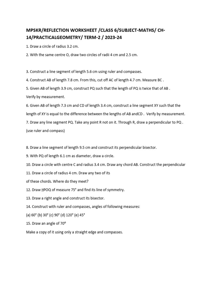Class 6 CH 14 Practical Geometry | PDF
