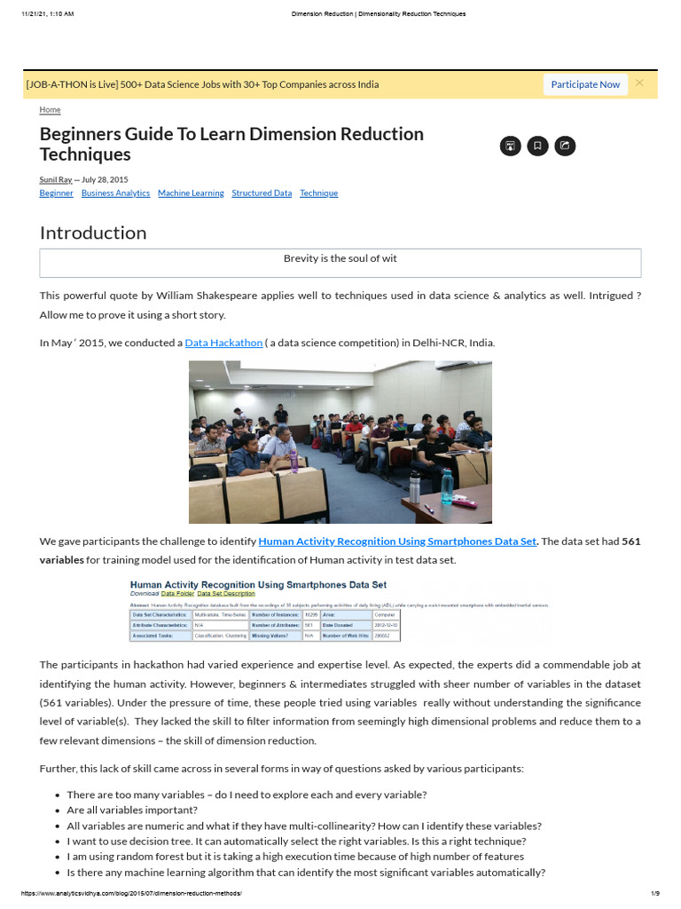 Beginner's Guide to Dimension Reduction | PDF | Principal Component Analysis | Factor Analysis
