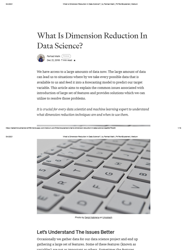 What Is Dimension Reduction in Data Science - by Farhad Malik ...