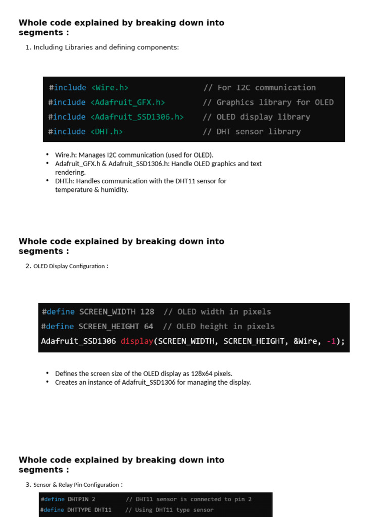 Code Snip Explanation | PDF | Sensor | Oled