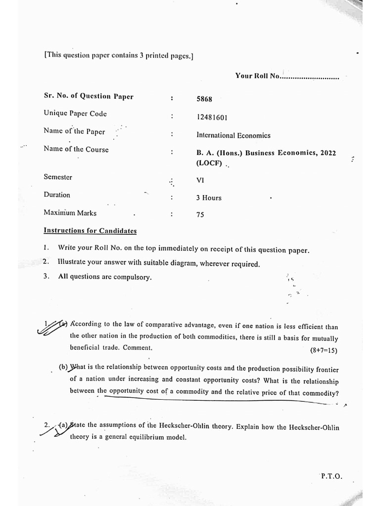 Sem Vi Intl Eco - Cbcs 2022 | PDF