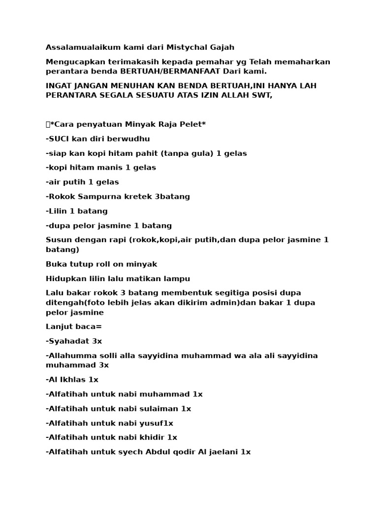 Minyak Raja Pelet?? | PDF