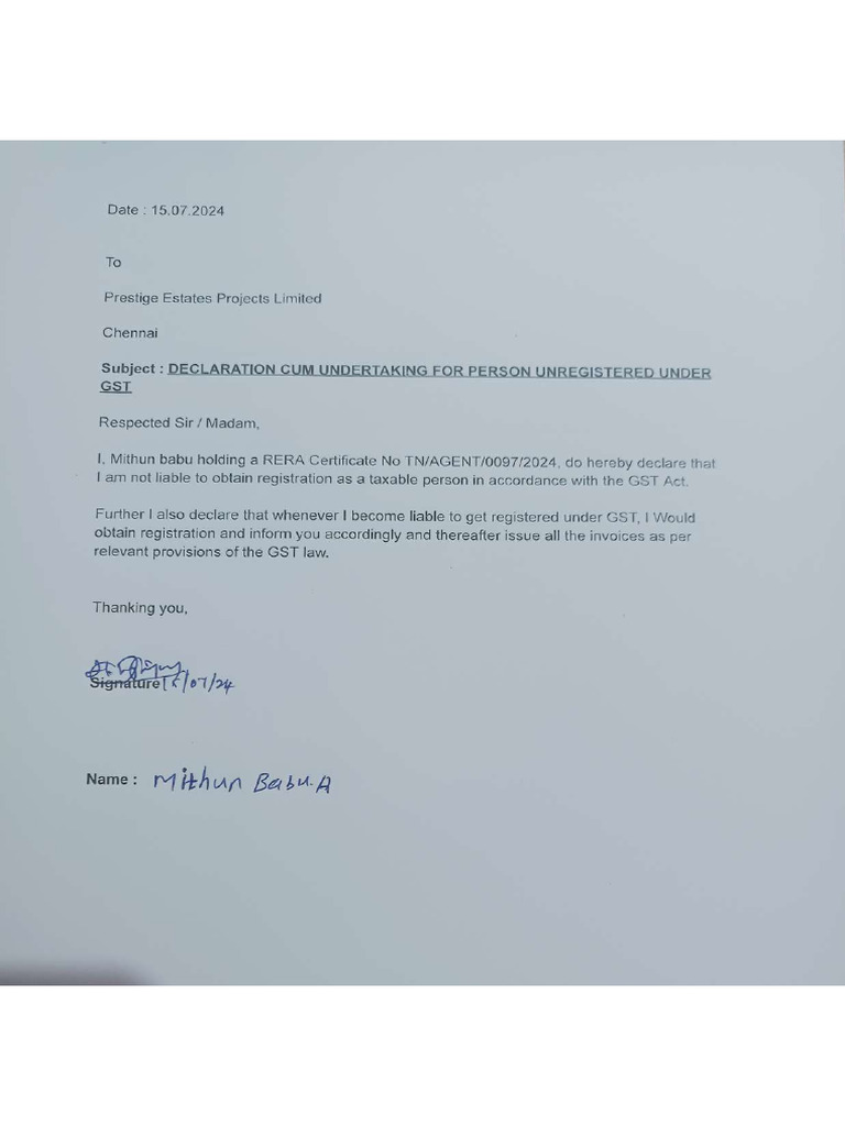 Declaration GST | PDF