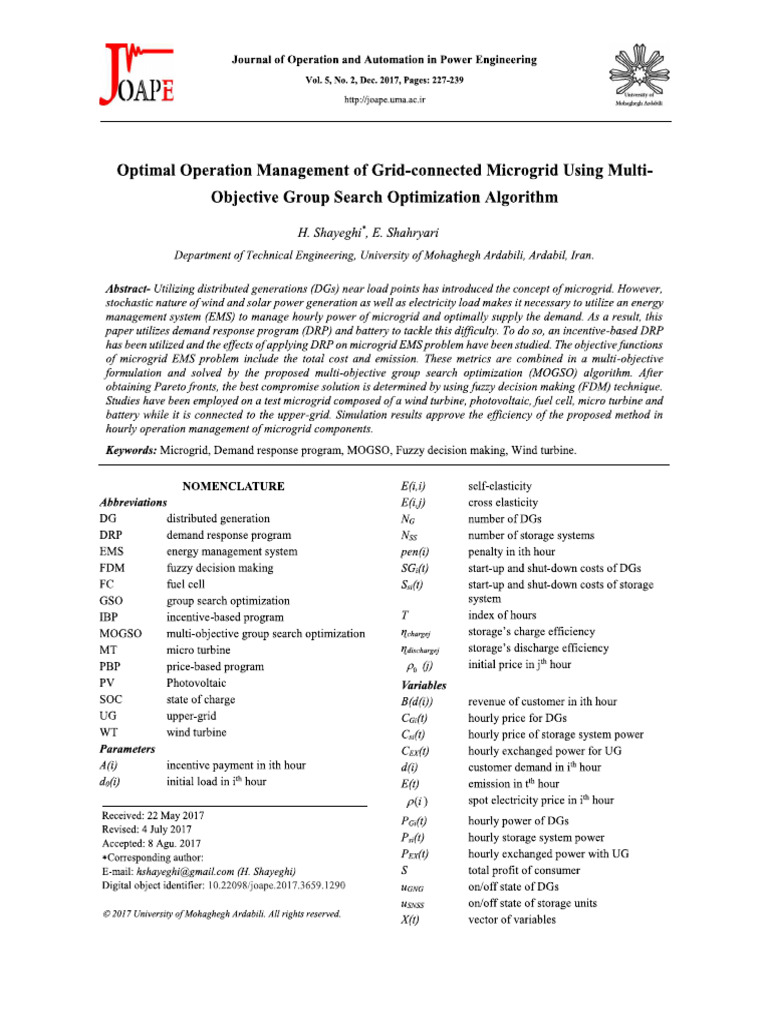 Optimal Operation Multi Obj Group Search Algorithm | PDF