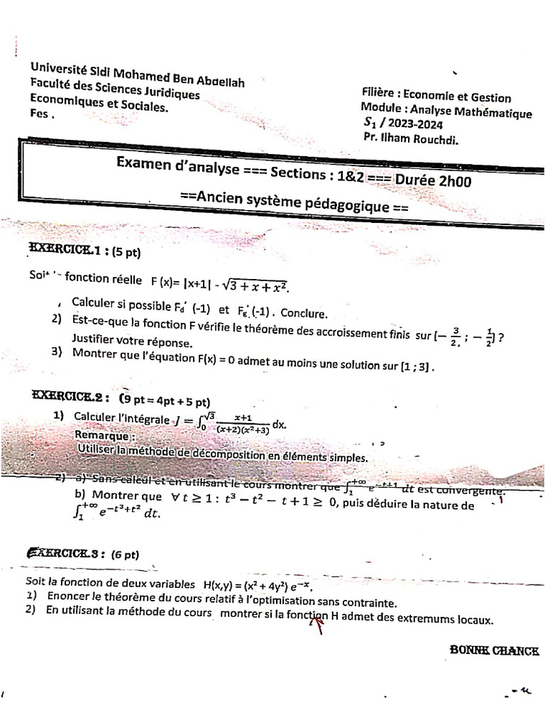 EXAM MATH S1 PROF ROUCHDI 2024 NORMAL' (1) | PDF