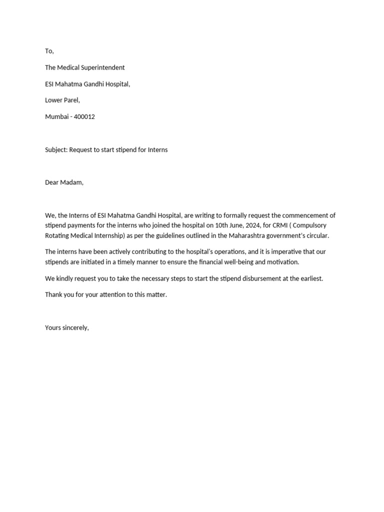 Request for Intern Stipend Initiation | PDF