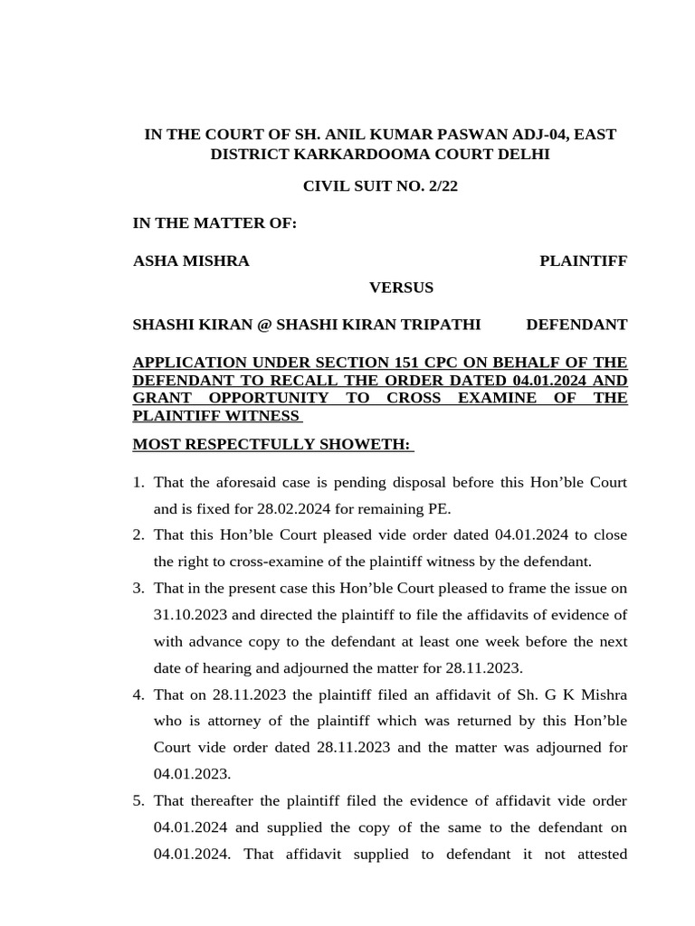 Application-Chandan Tripathi | PDF | Affidavit | Justice