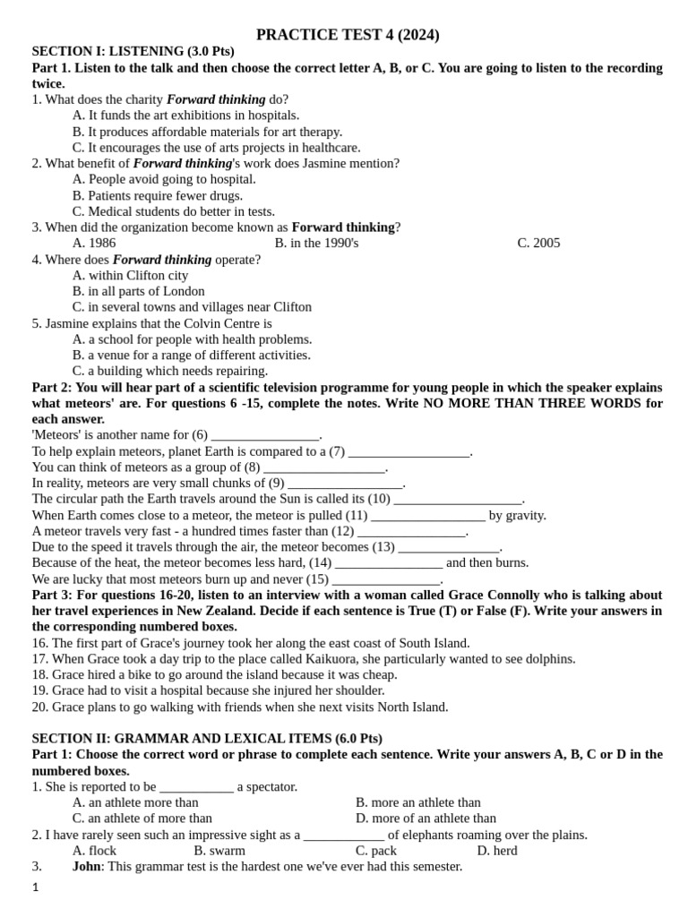 Practice Test 4 | PDF | Machu Picchu