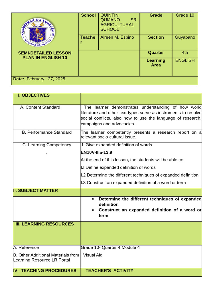 lesson plan C | PDF | Learning | Psychological Resilience