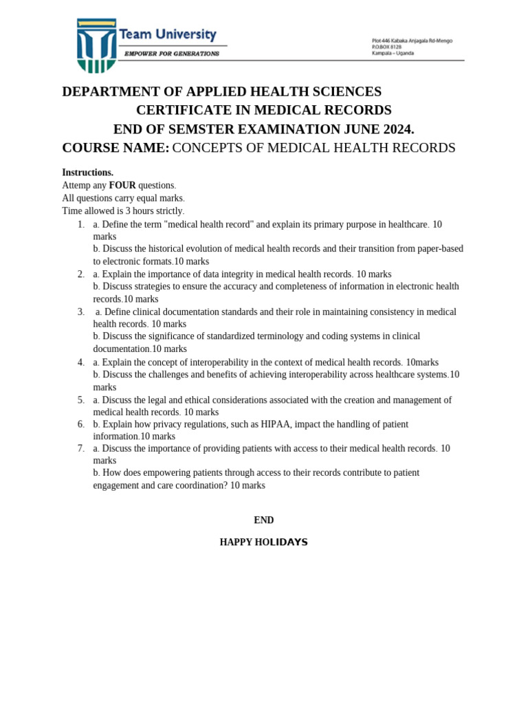 Concepts of Medical Health Records Jun24 | PDF | Electronic Health ...