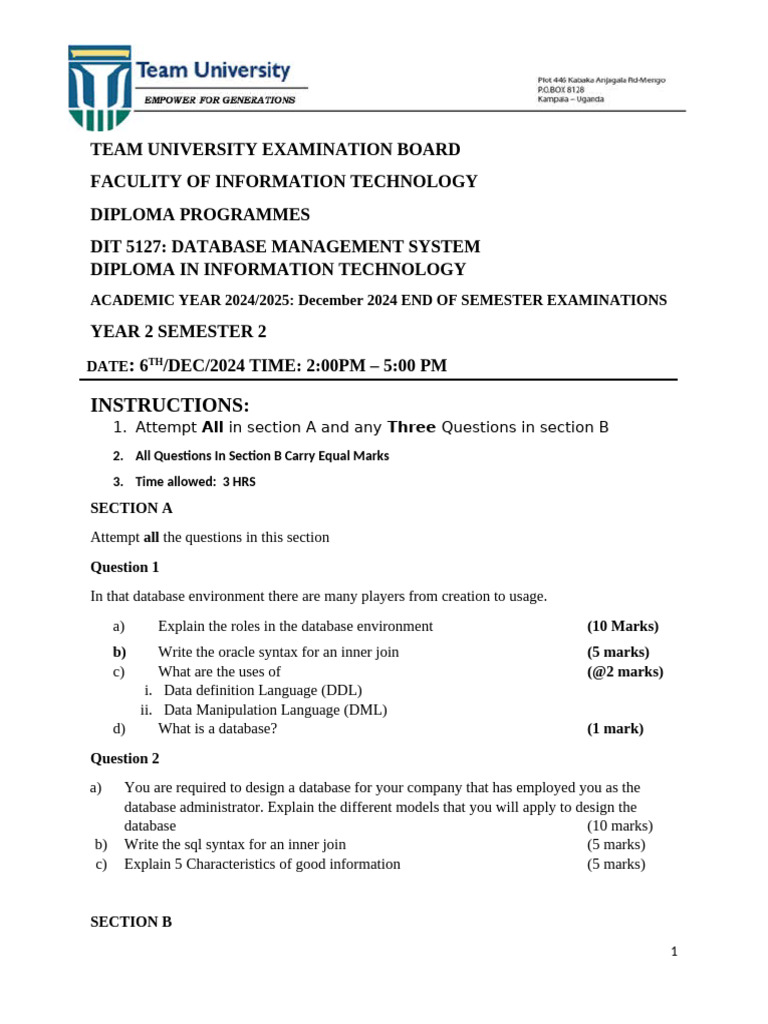 Database Management System (1) | PDF | Relational Model | Relational Database