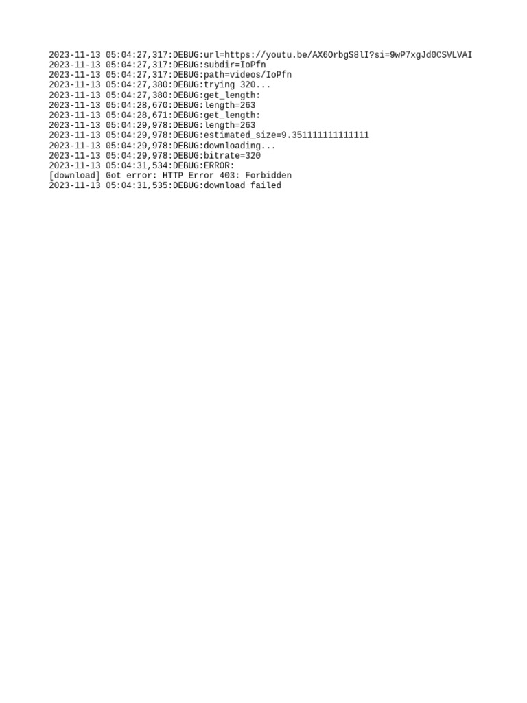 YouTube Download Error: 403 Forbidden | PDF