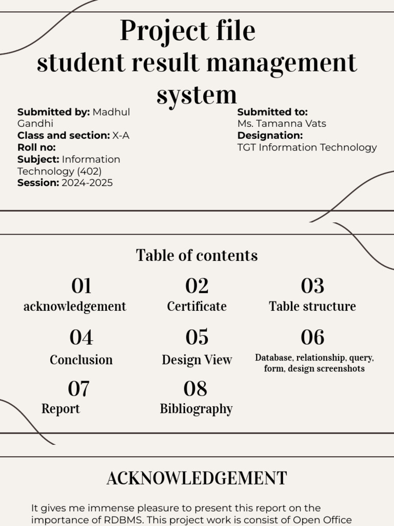 Student Result Management System Report | PDF | Databases | Information ...