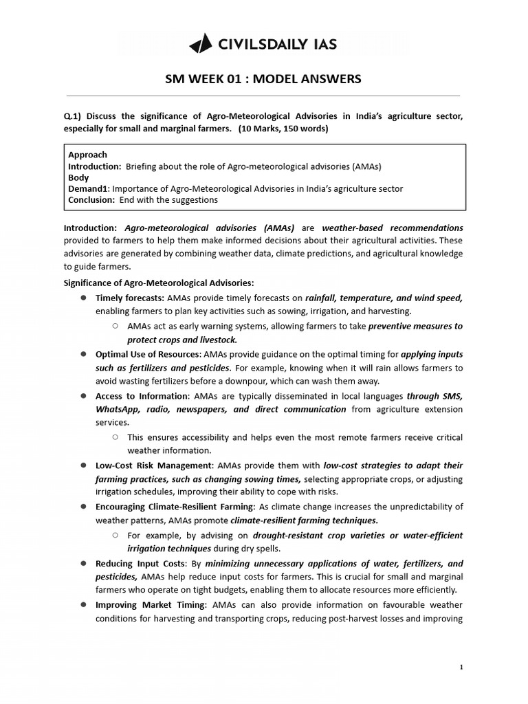 SM Sep 2024 - Week 2 Model Answers | PDF | Agriculture | Health Care
