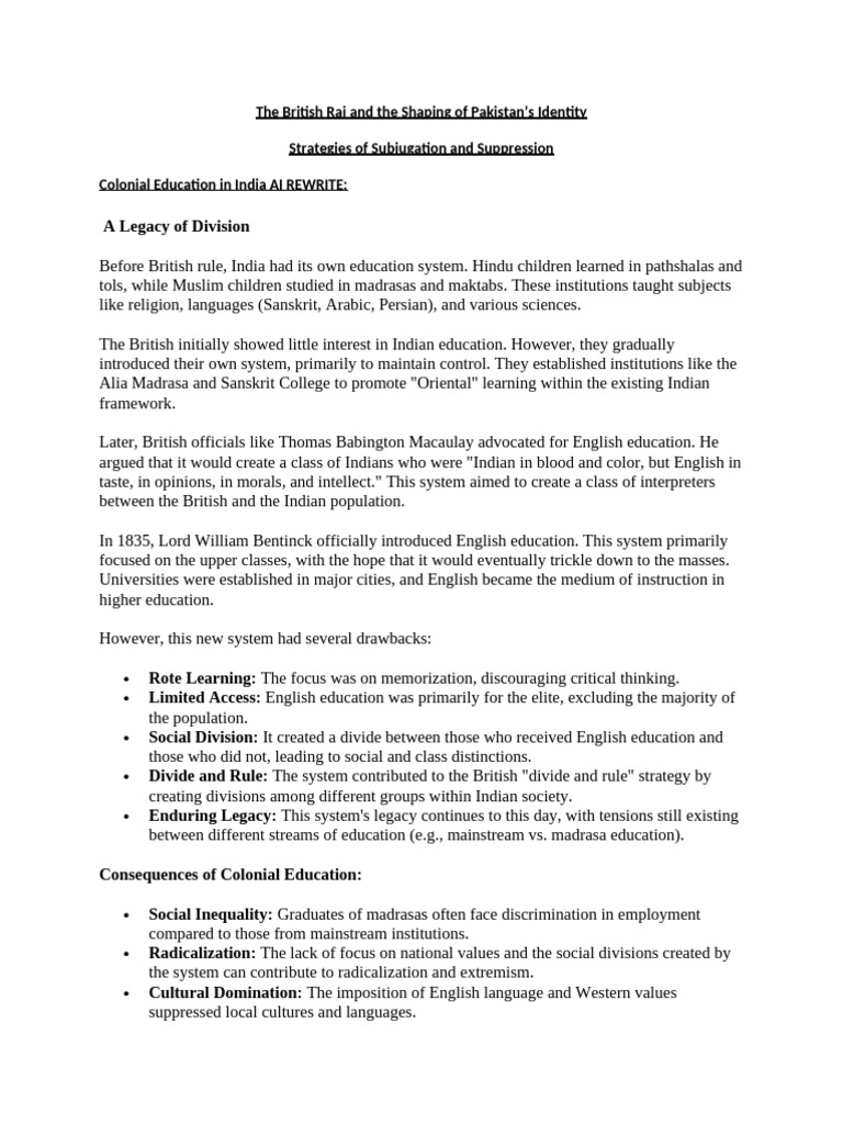 The British Raj and The Shaping of Pakistan Identity | PDF | British ...