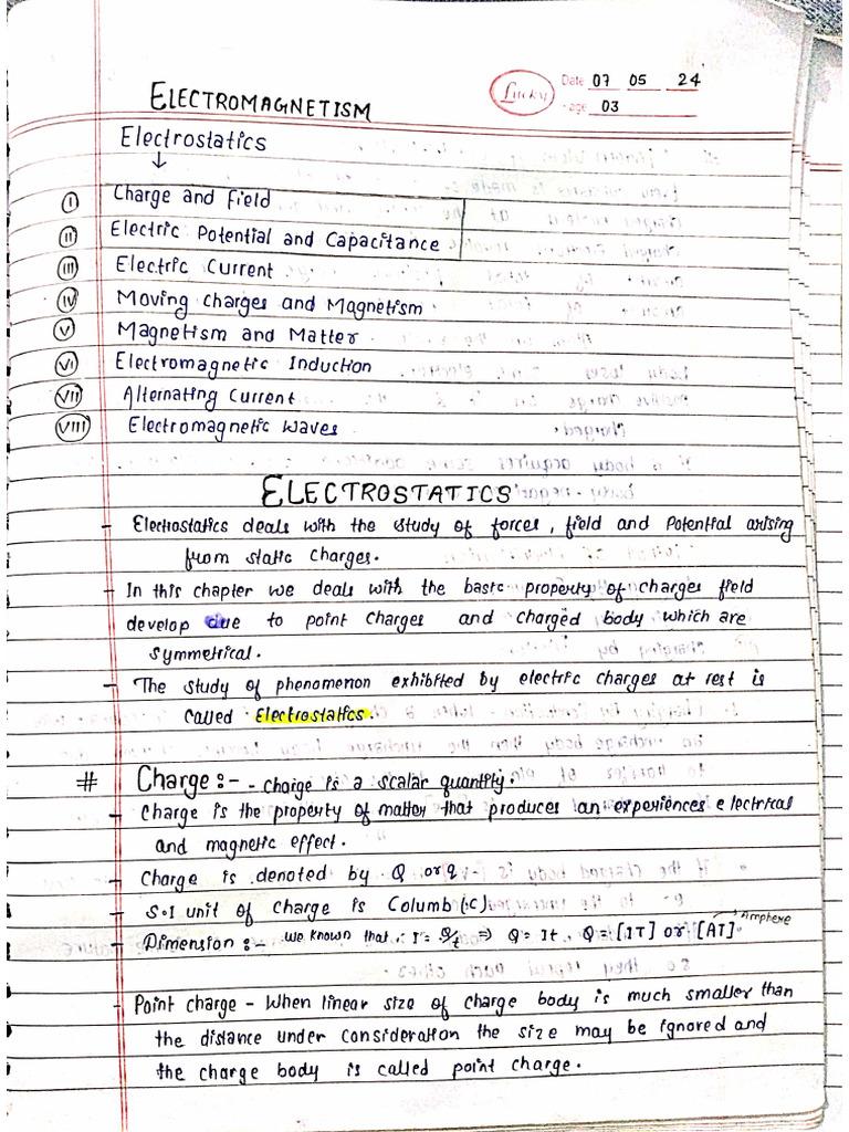 Electrostatic Physics Notes | PDF