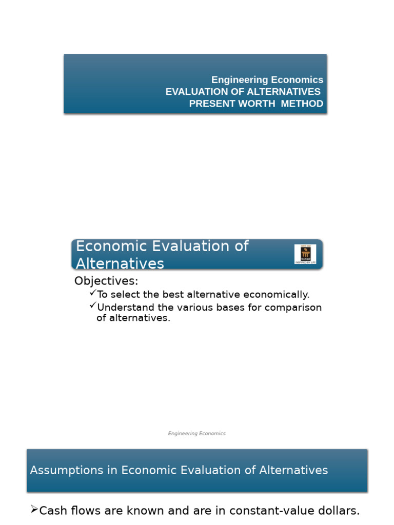 Evaluation of Alternatives - PW, FW | PDF | Net Present Value ...