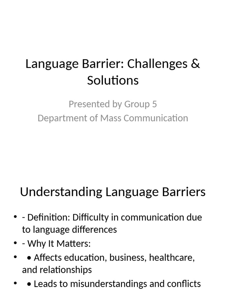 Overcoming Language Barriers: Solutions | PDF