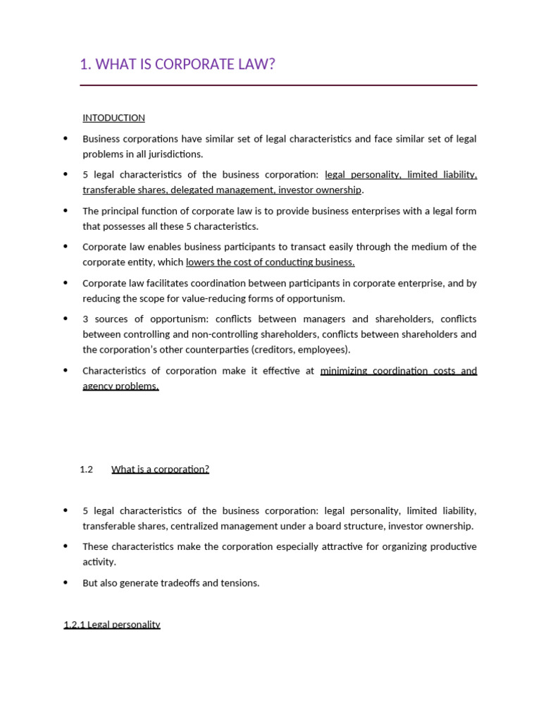 Understanding Corporate Law Basics | PDF | Corporate Law | Corporations