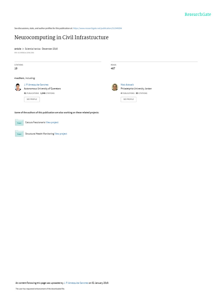 Neurocomputing in Civil Infrastructure | PDF | Mathematical Optimization | Deep Learning