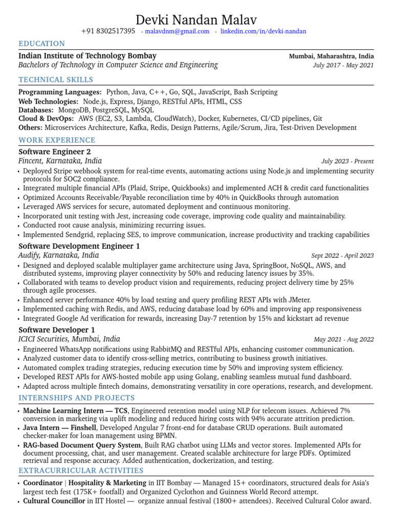 Resume Professional Template Software Engineer | PDF | Amazon Web Services | Databases