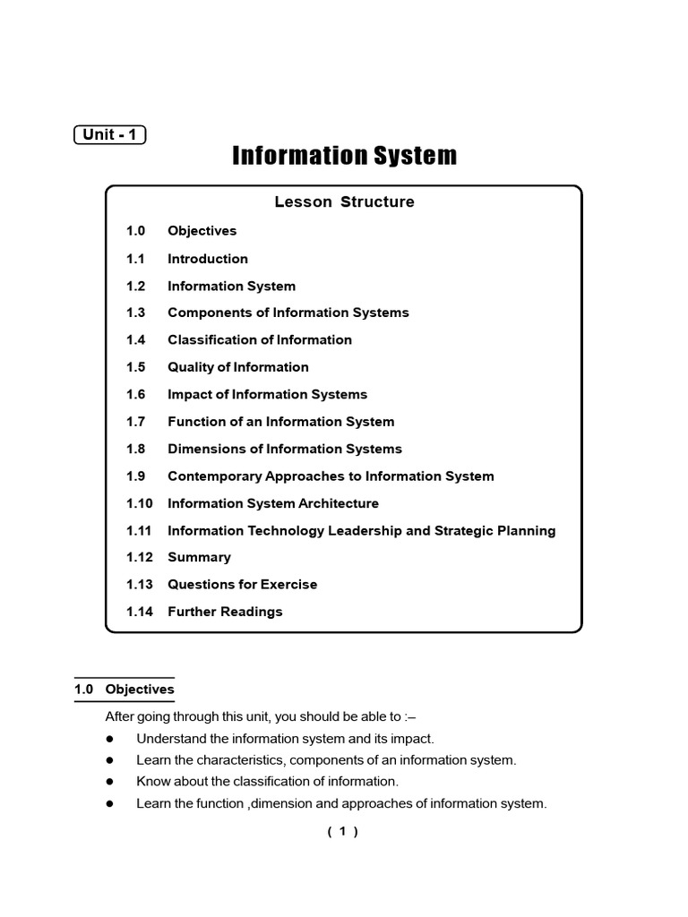 Information System Notes For Students | PDF | System | Information System