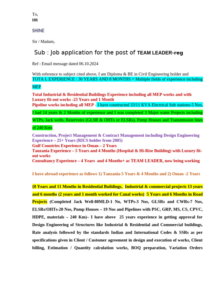 Shine KSNV Prasad 25yrs 4m Vishakhapatnam 71-75 LPA Team Leader | PDF | Specification (Technical ...