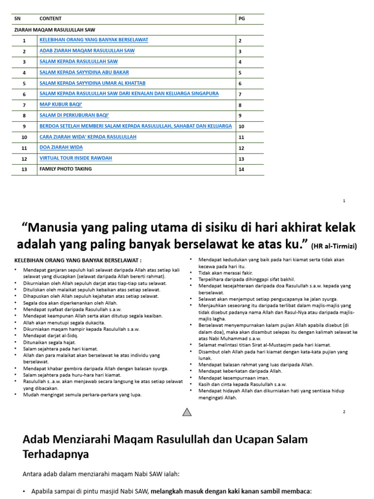 Bab Ziarah Rasulullah Saw, Abu Bakar & Umar | PDF