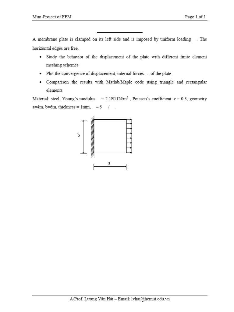 FEM Mini-Project: Membrane Plate Analysis | PDF