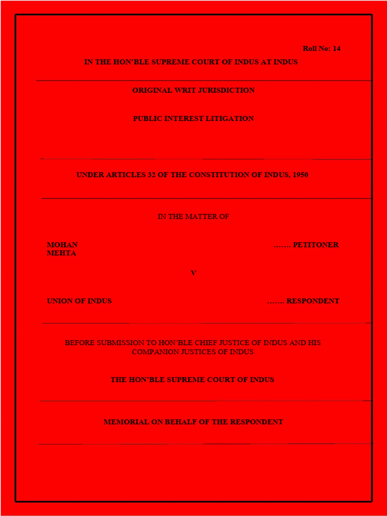 Sample Memorial Respondent | PDF | Effluent | Justice