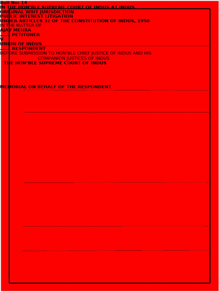 Sample Memorial Respondent | PDF | Effluent | Standing (Law)
