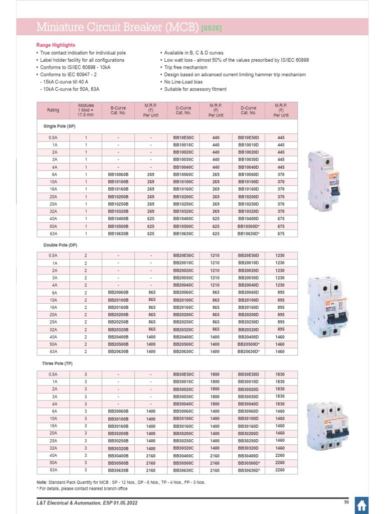 L&T MCB Catalogue BBSeries | PDF | Electronic Engineering | Electrical Engineering